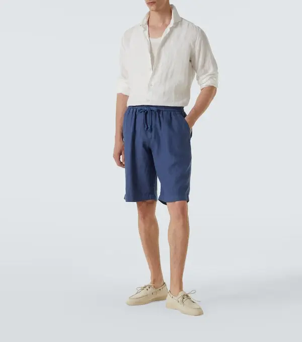 Fedeli Linen Shorts - Blue