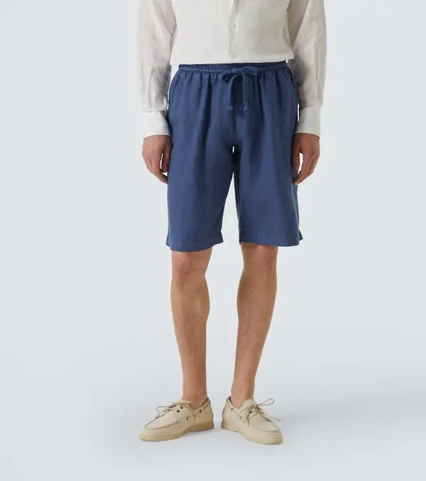 Fedeli Linen Shorts - Blue