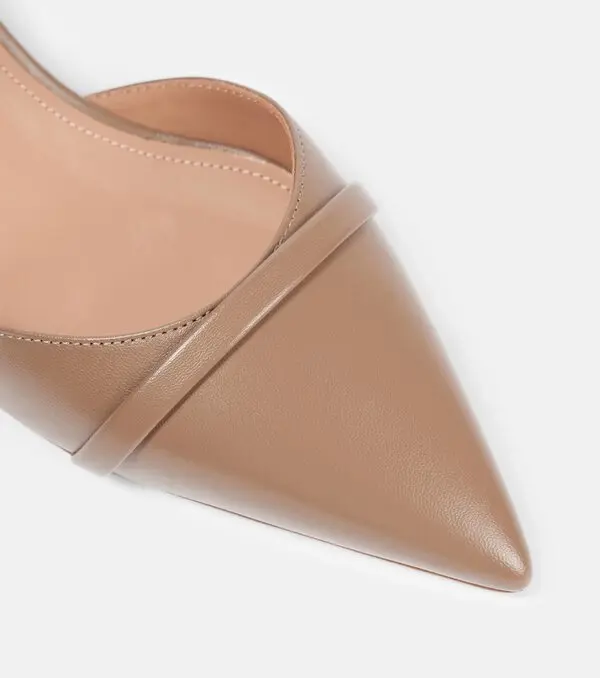 MALONE SOULIERS Leather Pointed Toe Flats With Ankle Strap - Neutrals