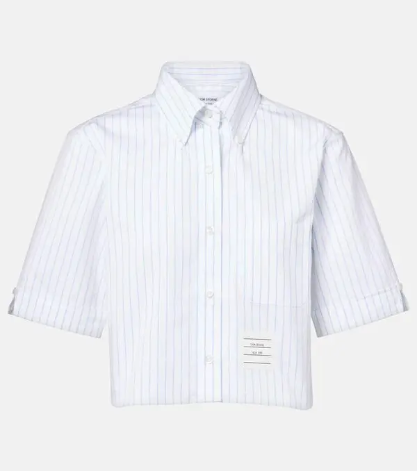 Thom Browne Pinstriped Cropped Poplin Shirt