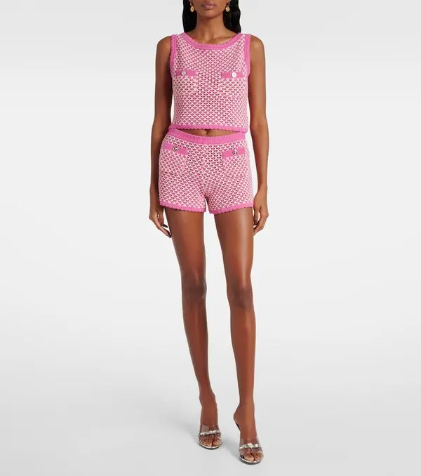 Versace Crochet Cotton-blend Shorts