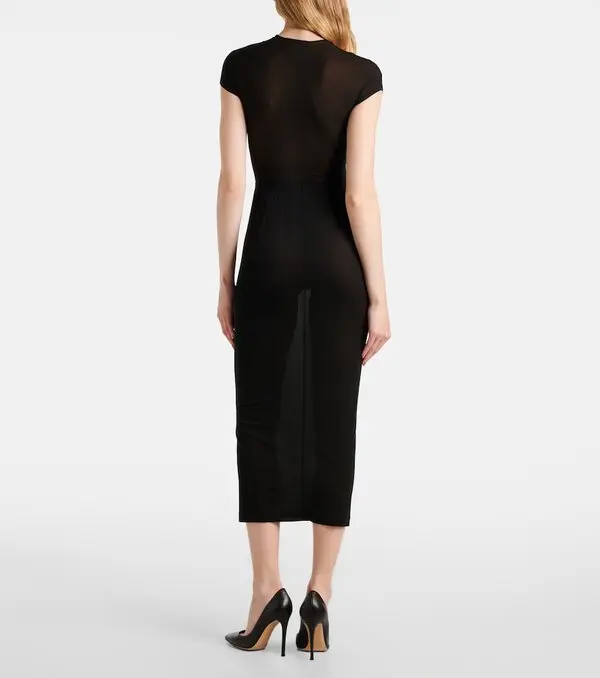Wardrobe.NYC Sheer Technical Bodysuit - Black