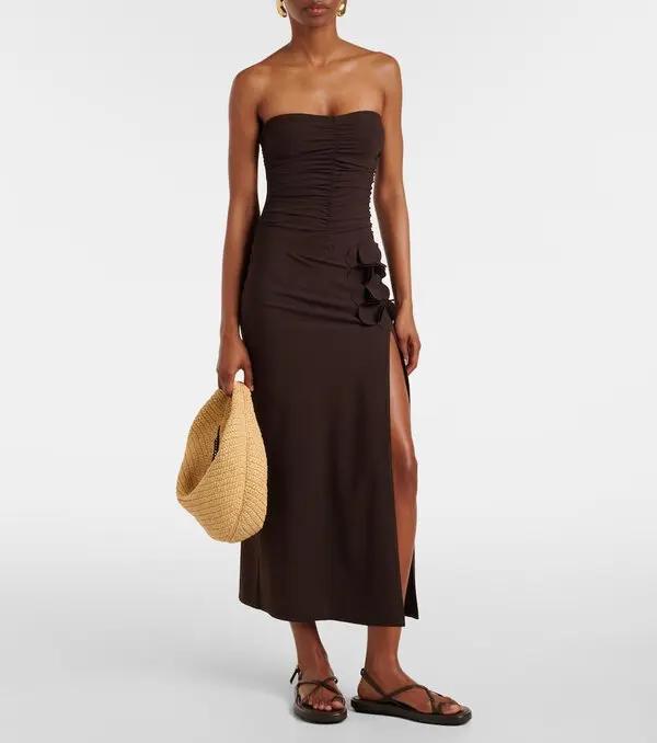 KARLA COLLETTO Tess Floral-appliqué Maxi Skirt - Brown