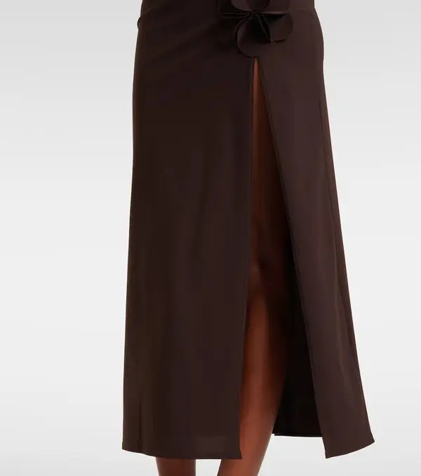 KARLA COLLETTO Tess Floral-appliqué Maxi Skirt - Brown