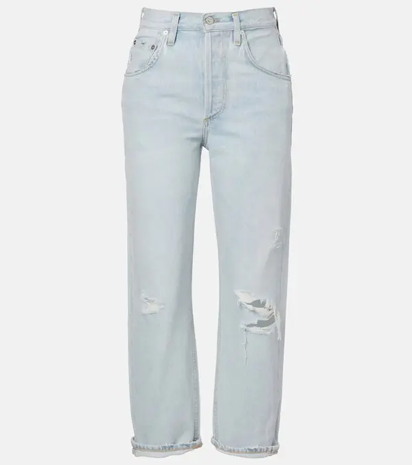 Citizens Of Humanity Dahlia Distressed Wide-leg Jeans - Blue