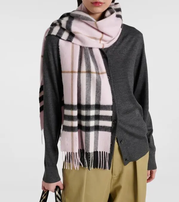 Burberry Check Cashmere Scarf - Pink