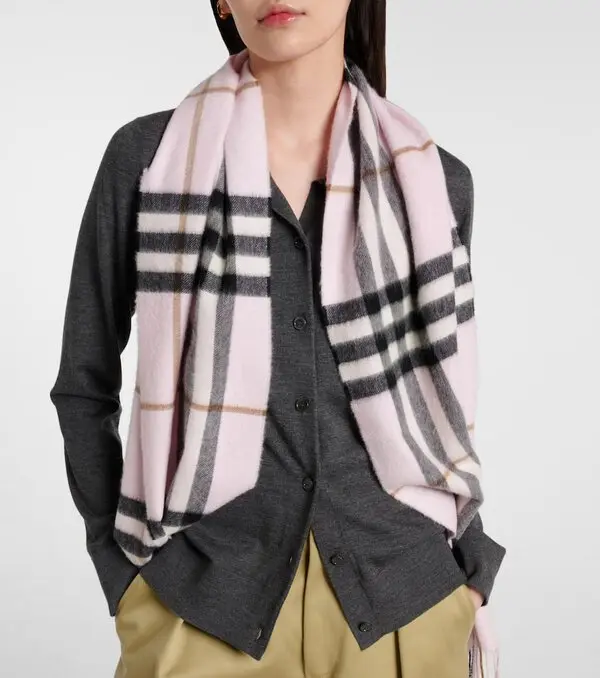 Burberry Check Cashmere Scarf - Pink
