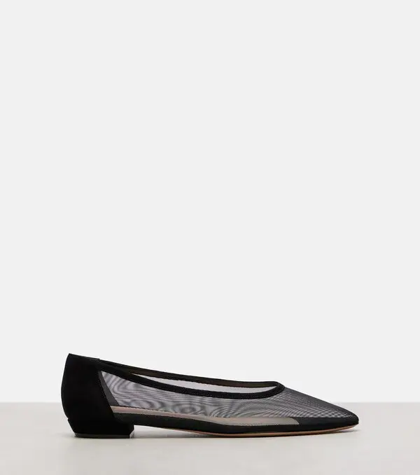 GIANVITO ROSSI Sheer Organza Ballet Flats - Black