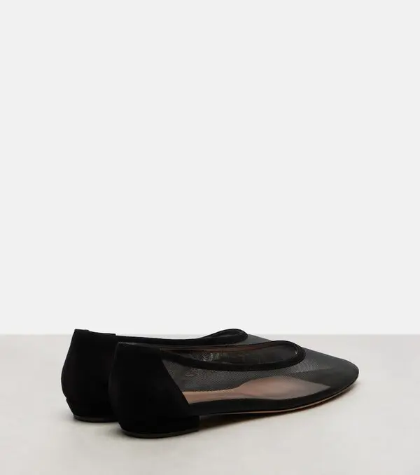 GIANVITO ROSSI Sheer Organza Ballet Flats - Black