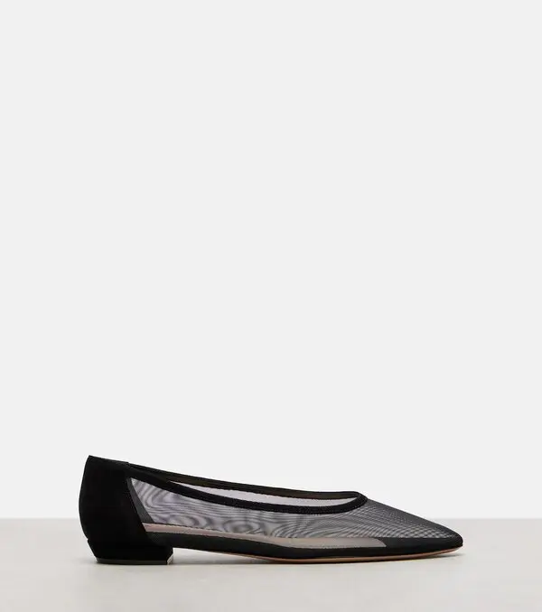 GIANVITO ROSSI Sheer Organza Ballet Flats - Black