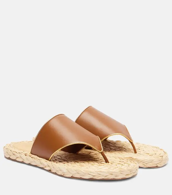 Paris Texas Amalfi Leather-trimmed Espadrille Slides - Neutrals