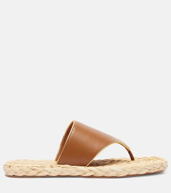 Paris Texas Amalfi Leather-trimmed Espadrille Slides