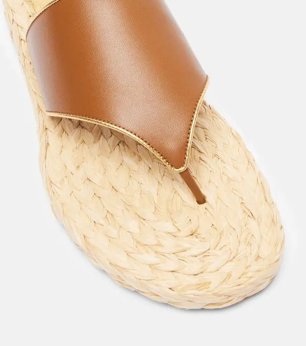 Paris Texas Amalfi Leather-trimmed Espadrille Slides