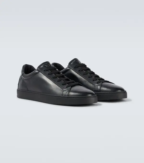 TOD'S Leather Lace-up Sneakers - Black