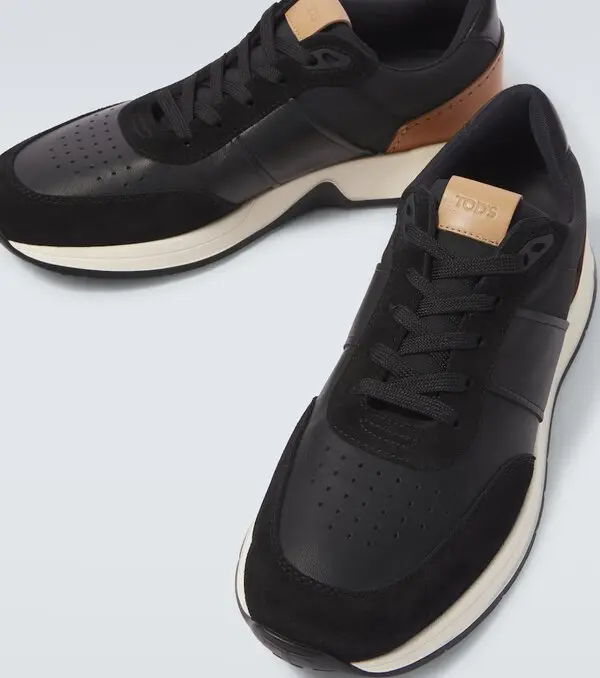 TOD'S Leather Lace-up Sneakers - Black