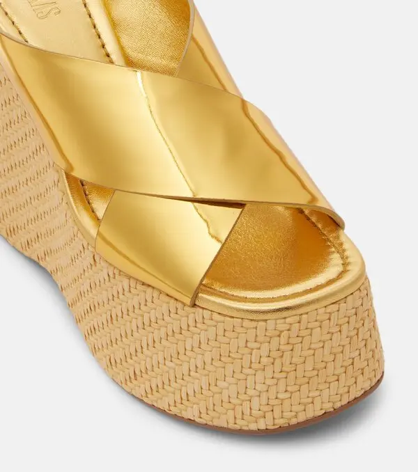 Paris Texas Mara Metallic Leather Wedge Mules - Gold