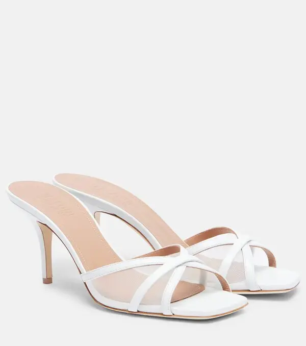 MALONE SOULIERS Perla 70 Leather And Mesh Mules - White