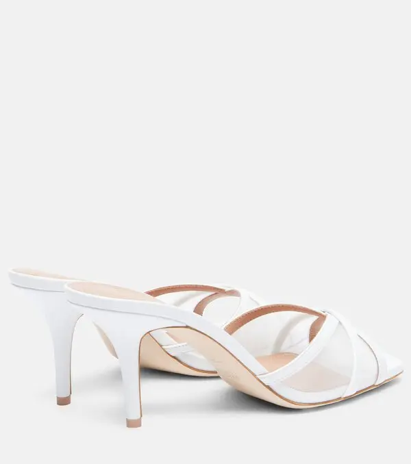 MALONE SOULIERS Perla 70 Leather And Mesh Mules - White