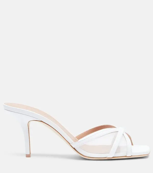 MALONE SOULIERS Perla 70 Leather And Mesh Mules - White