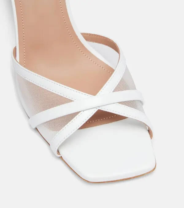 MALONE SOULIERS Perla 70 Leather And Mesh Mules - White