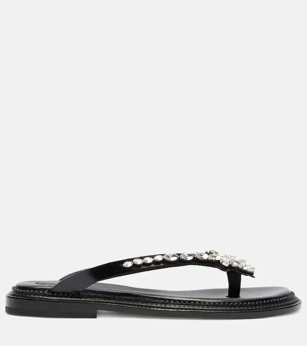 Simone Rocha Embellished Leather Thong Sandals - Black