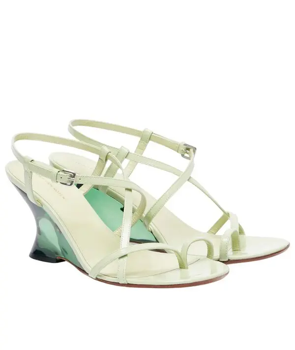 Dries Van Noten Bulle 105 Patent Leather Mules - Green