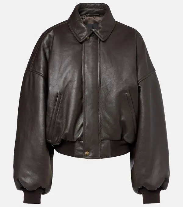 Balenciaga Round Taxi Leather Jacket - Brown