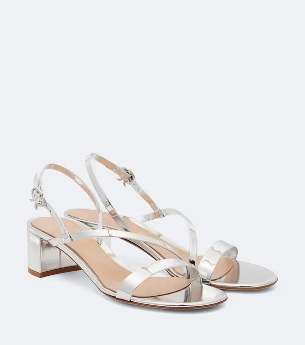 GIANVITO ROSSI Metallic Slingback Sandals