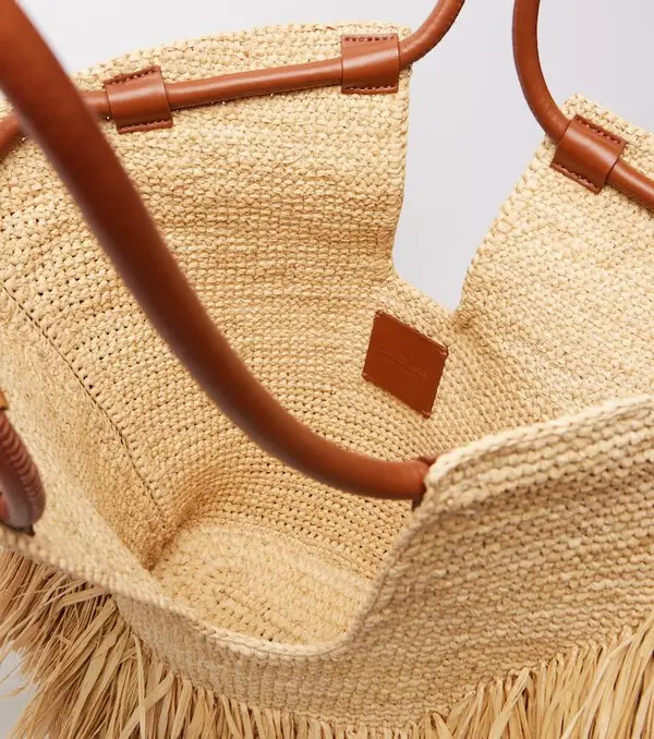 Zimmermann Golden Time Medium Raffia Tote Bag - Beige