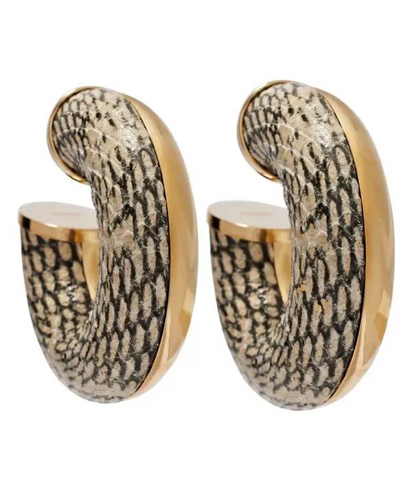 Jacquemus The Mojave Snake-effect Hoop Earrings - Beige
