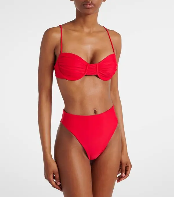 Jade Swim Mia Ruched Bikini Top - Red