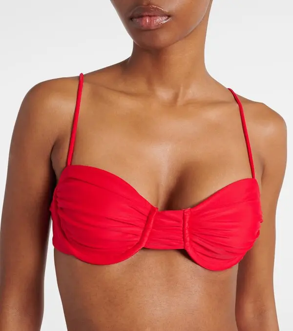 Jade Swim Mia Ruched Bikini Top - Red