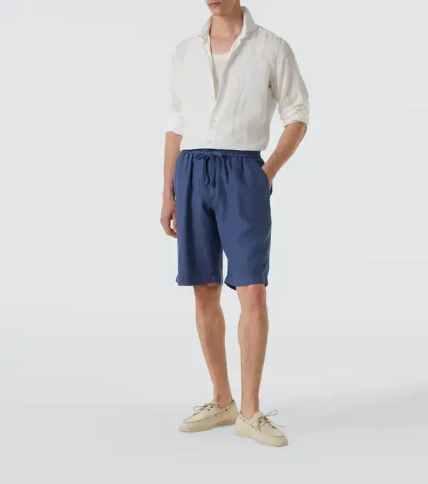 Fedeli Linen Shorts - Blue