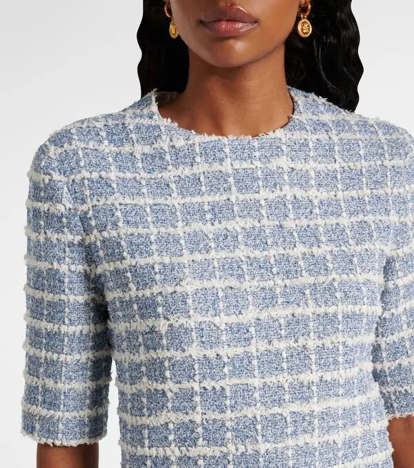 Versace Checked Cotton-blend Tweed Minidress