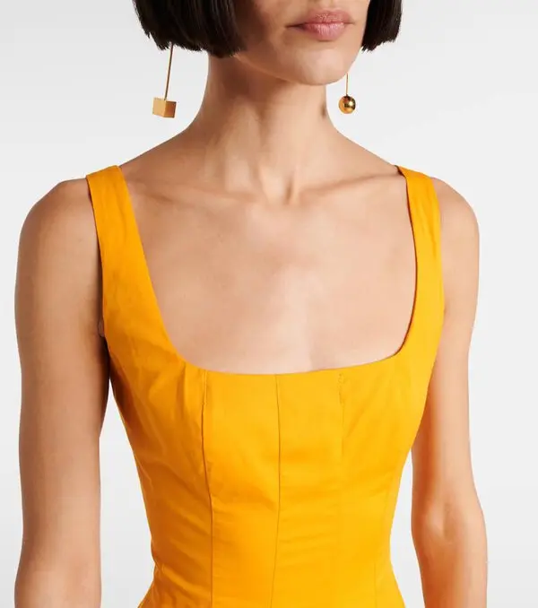 Staud Wells Cotton Poplin Mini Dress - Yellow
