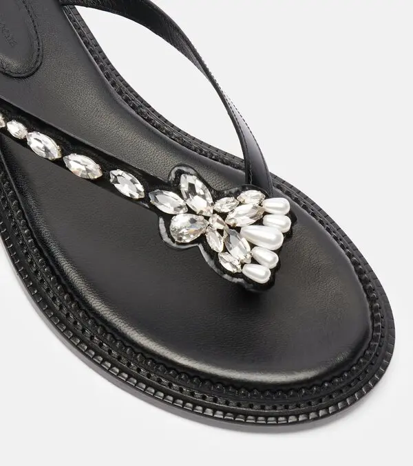 Simone Rocha Embellished Leather Thong Sandals