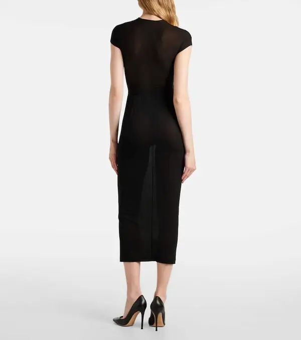 Wardrobe.NYC Sheer Technical Bodysuit - Black