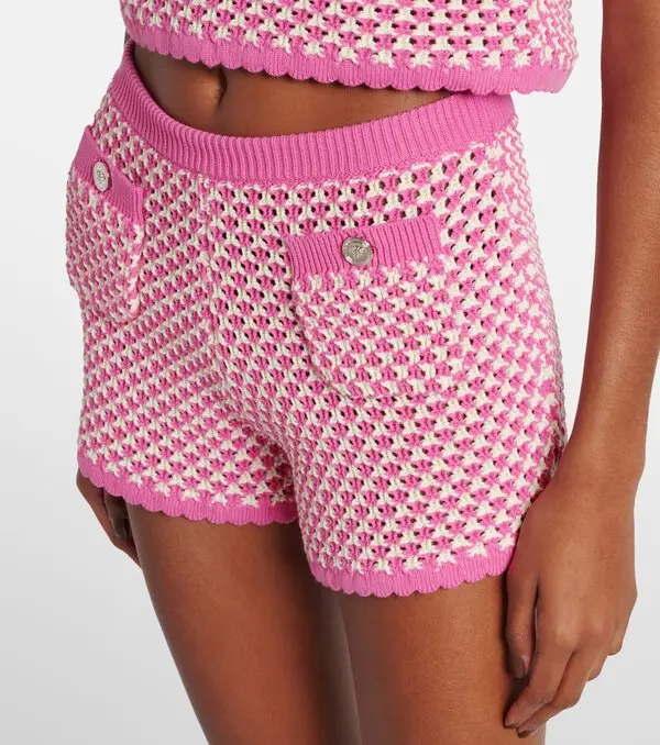 Versace Crochet Cotton-blend Shorts - Pink