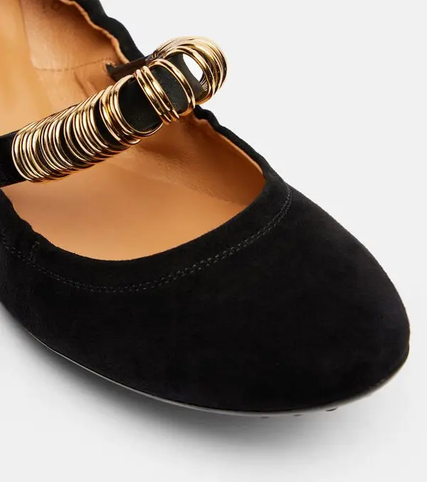 TOD'S Dee Suede Mary Jane Flats - Black