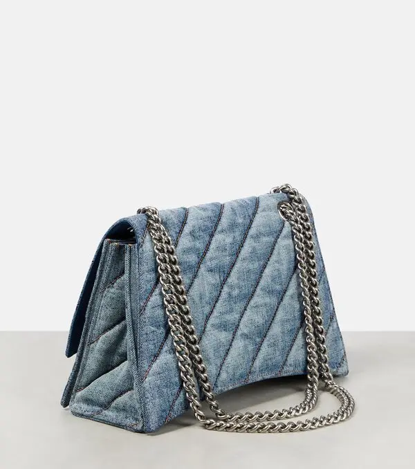 Balenciaga Crush Medium Denim Shoulder Bag
