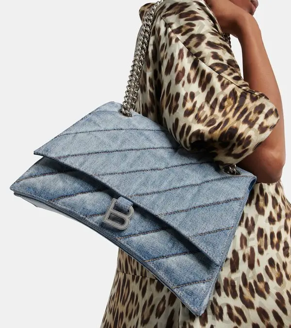 Balenciaga Crush Medium Denim Shoulder Bag