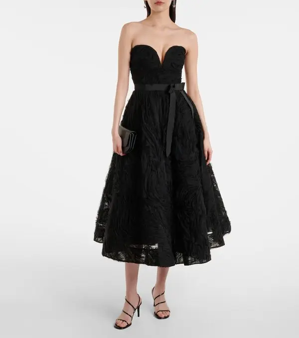 Rebecca Vallance Willow Embroidered Tulle Midi Dress