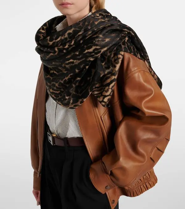 Saint Laurent Leopard-print Silk And Cashmere Scarf