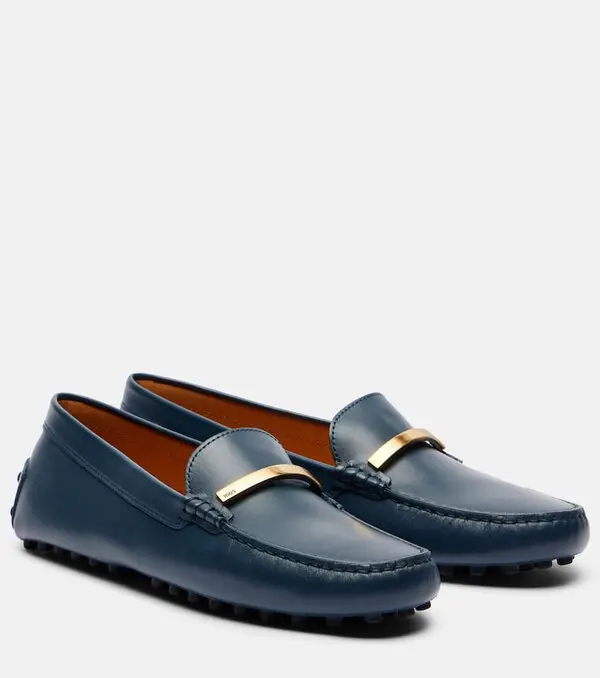 TOD'S Gommino Barretta Leather Loafers - Blue