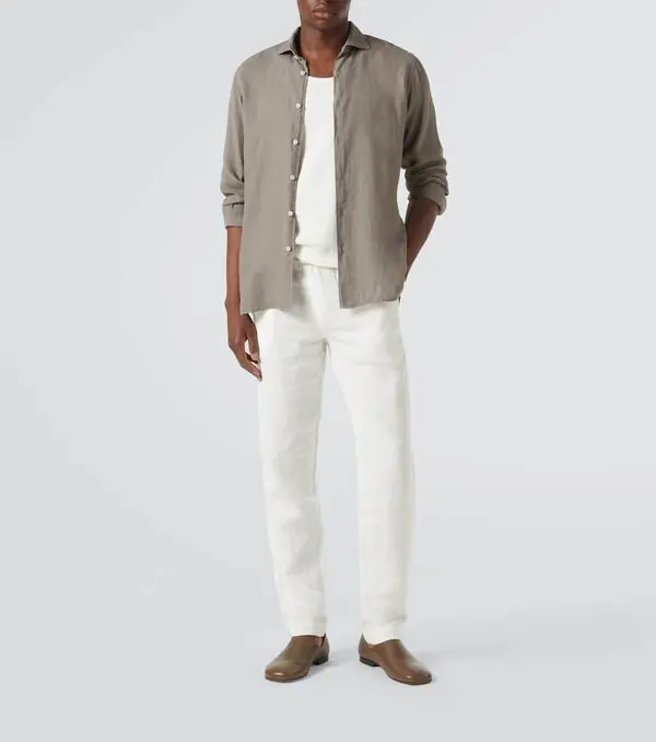 Fedeli Linen Shirt - Brown