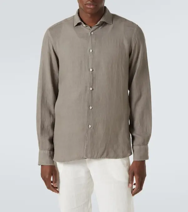 Fedeli Linen Shirt - Brown
