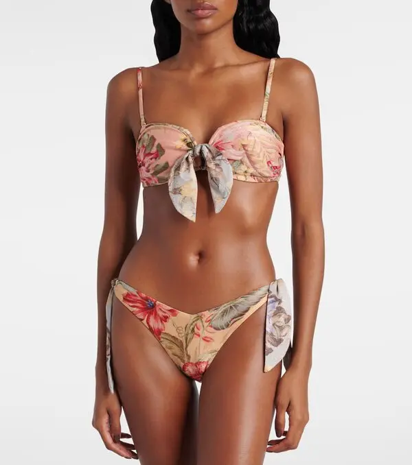 Zimmermann Coco Bow-detail Floral Bikini Top - Multicoloured