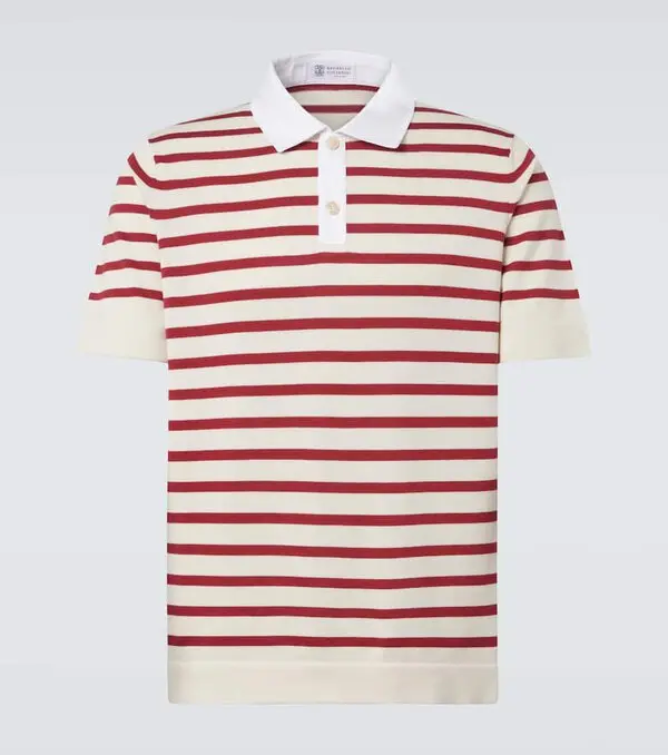Brunello Cucinelli Striped Cotton Polo Shirt