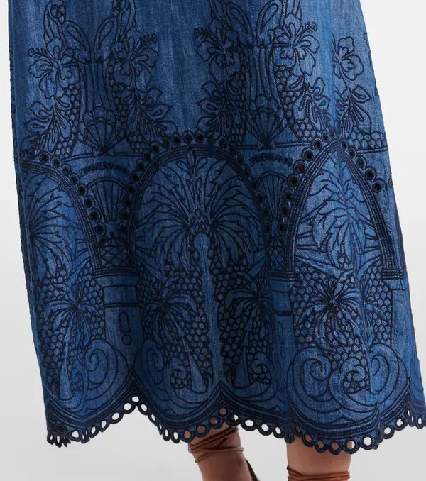 Zimmermann Embroidered Denim Maxi Dress