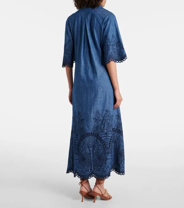 Zimmermann Embroidered Denim Maxi Dress